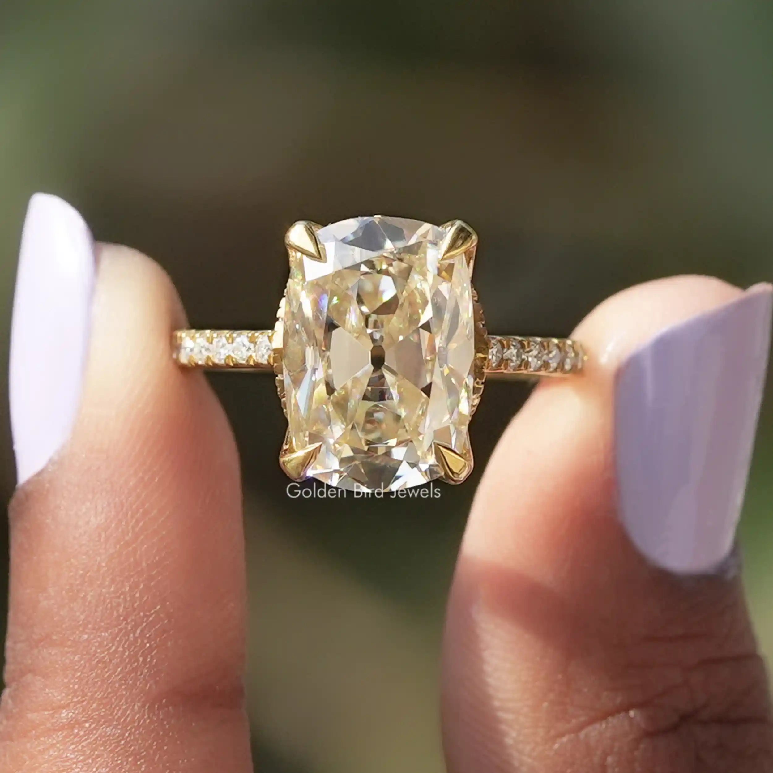 Hidden halo moissanite engagement ring store