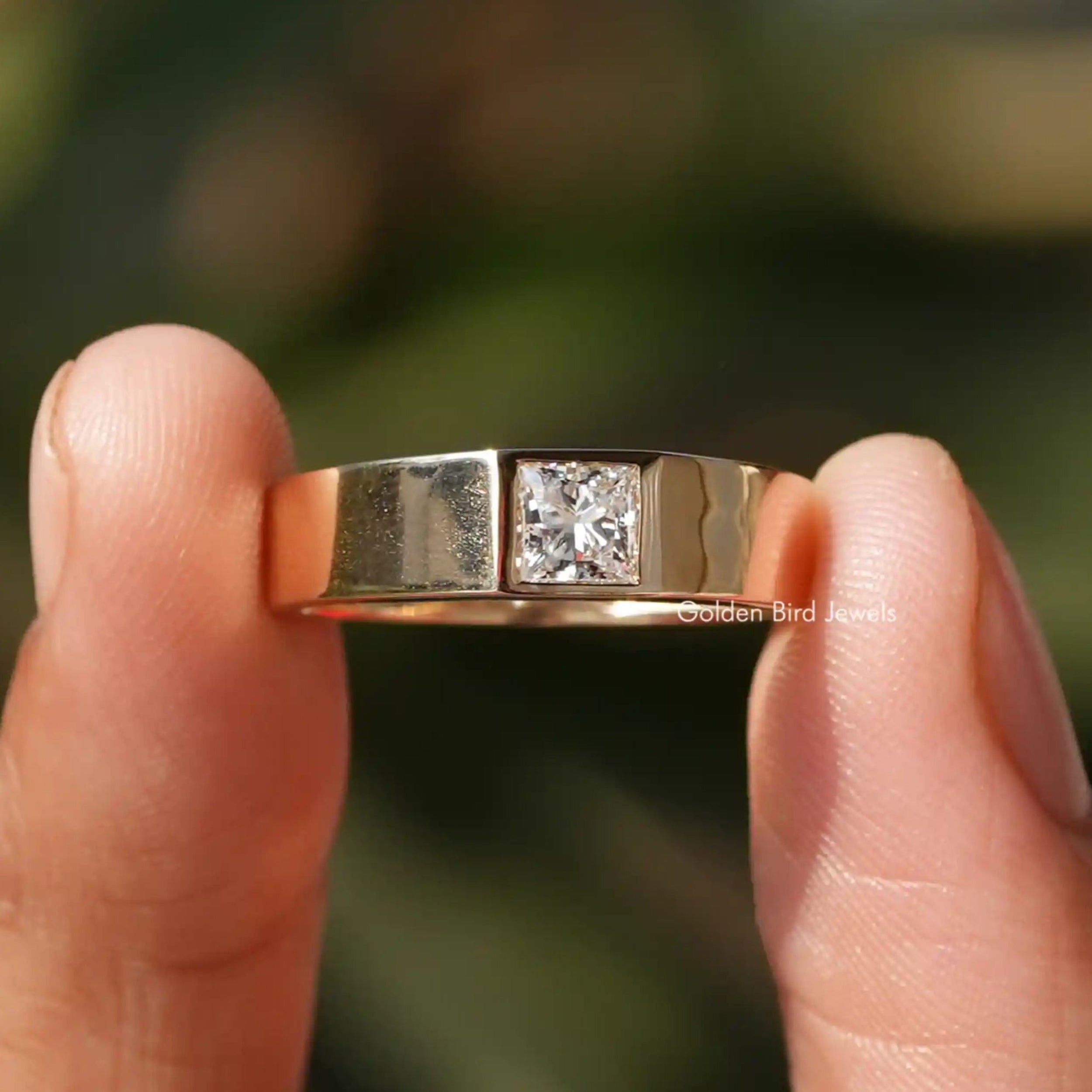 Solitaire Princess Cut Moissanite Men s Ring